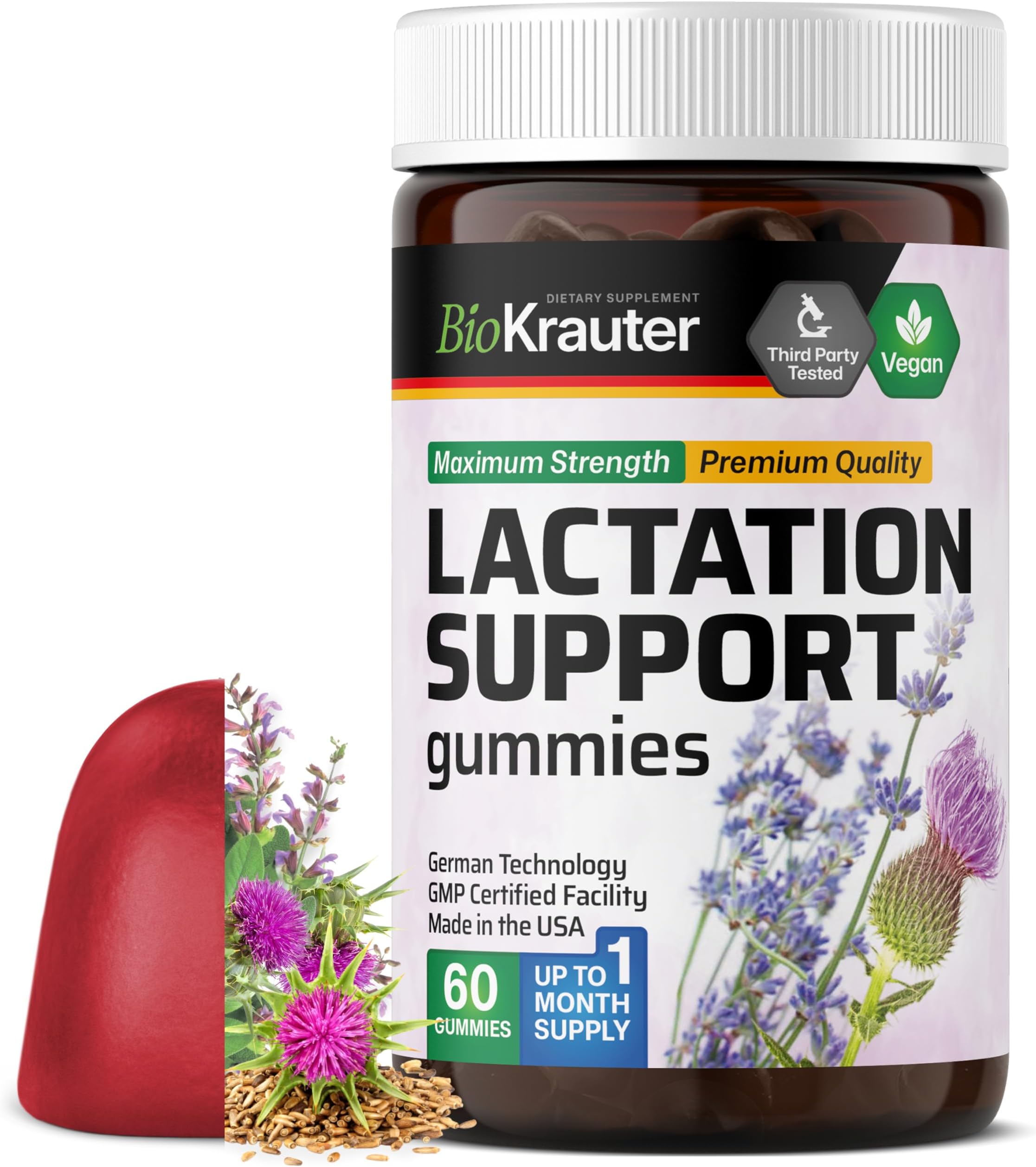 Amazon.com: BIO KRAUTER Lactation Support Gummies - 60 Chews - Natural ...
