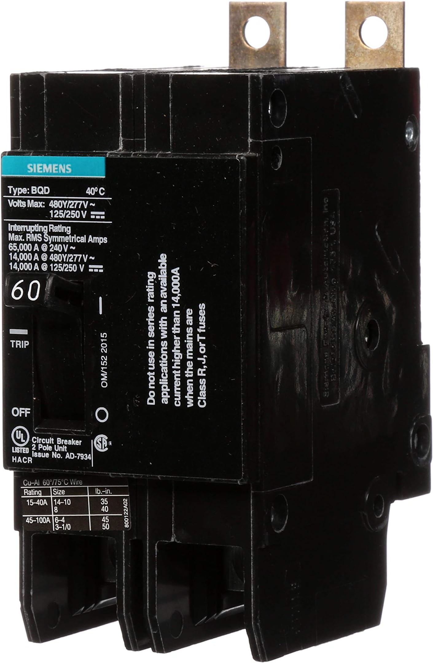 Siemens BQD230 30-Amp Double Pole 480Y/277V AC - 125/250V DC 14KAIC ...