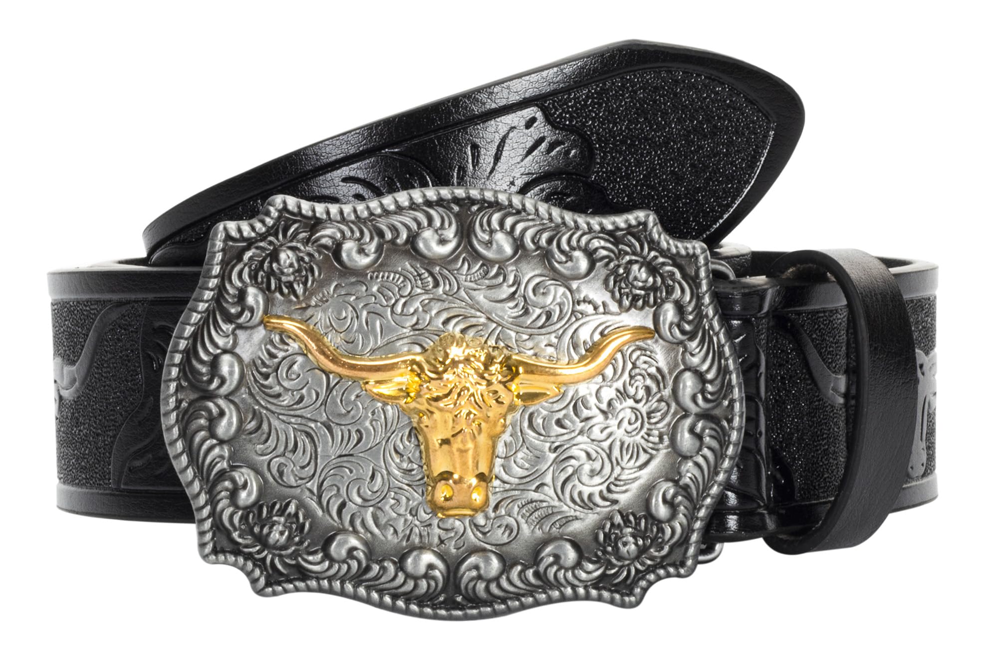 Ceinture western en cuir synthétique avec boucle de cowboy pour homme ...