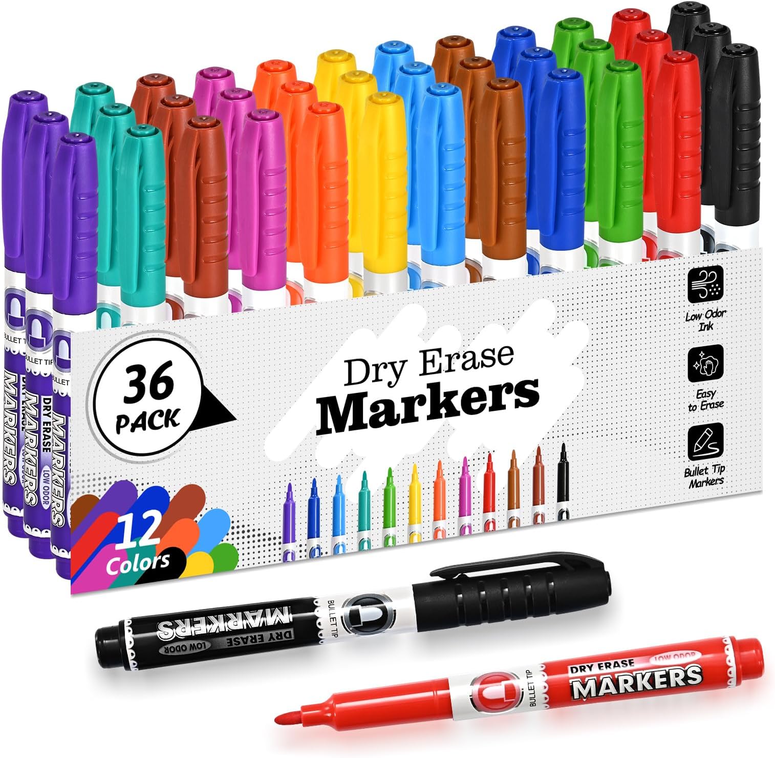 Amazon.com : SUQJOY Dry Erase Markers, Fine Tip Whiteboard Markers, Low ...