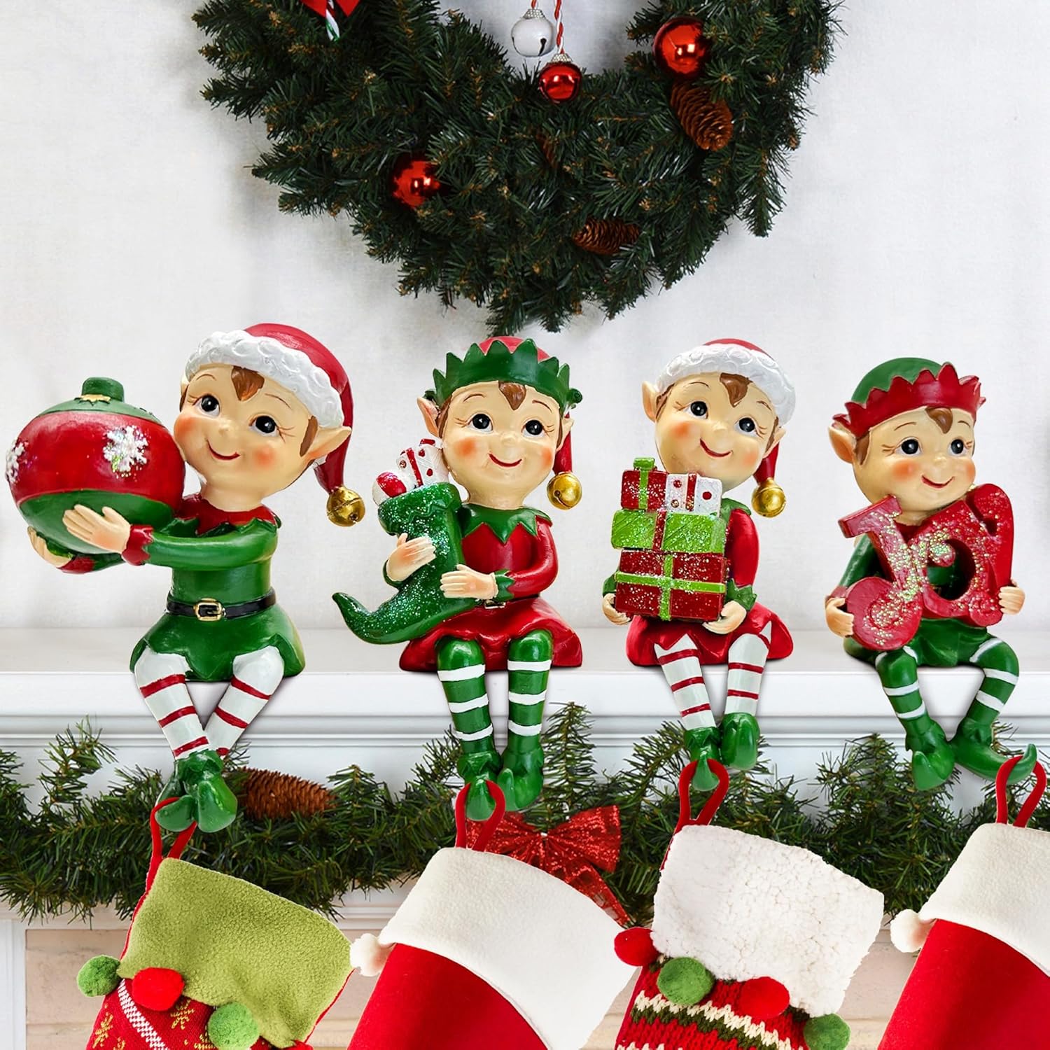 Amazon.com: HALOKEY 4 Pack Christmas Stocking Holders for Mantle ...