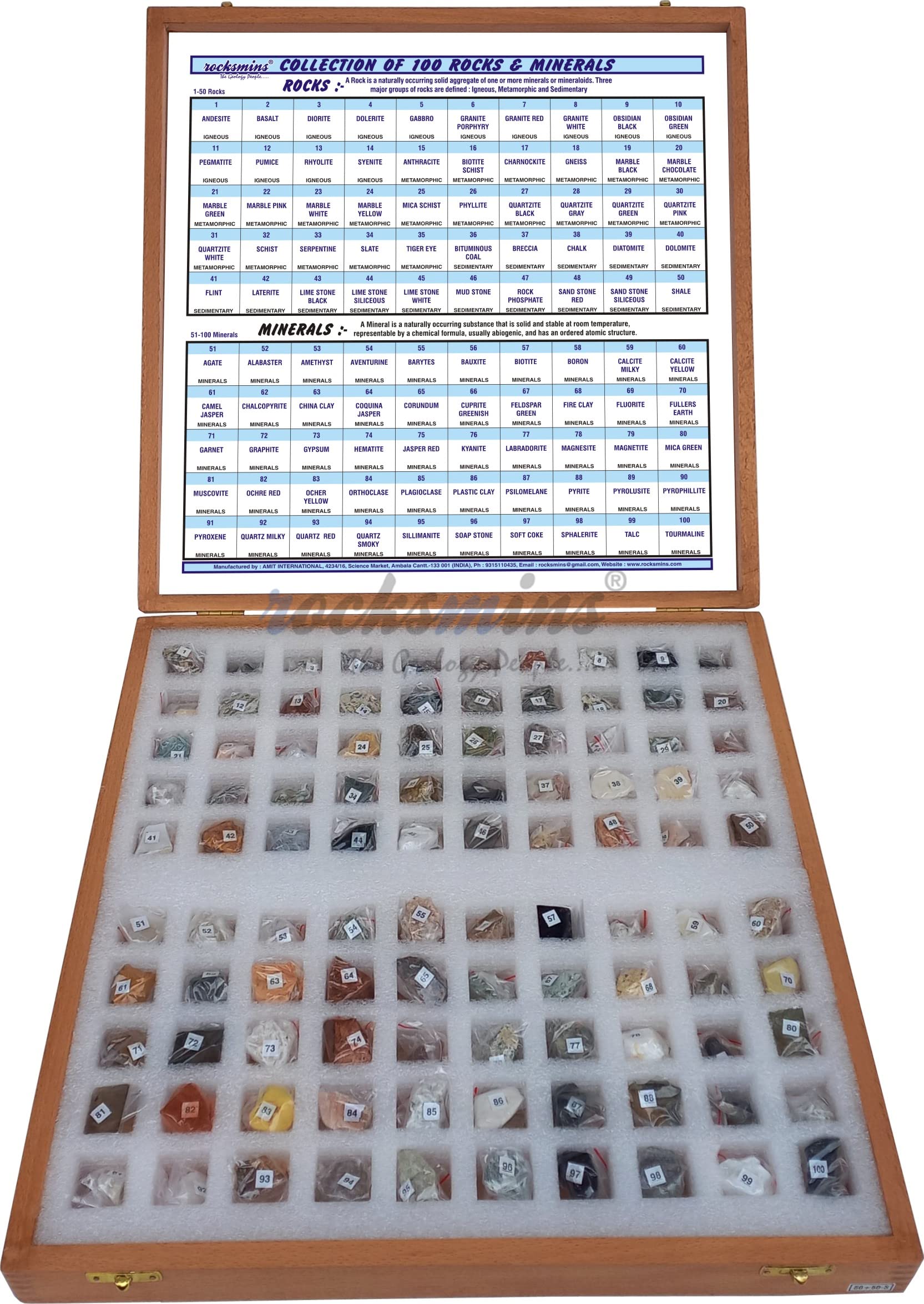Buy Rocksmins Collection of 100 Rocks & Minerals in a Export Quality ...