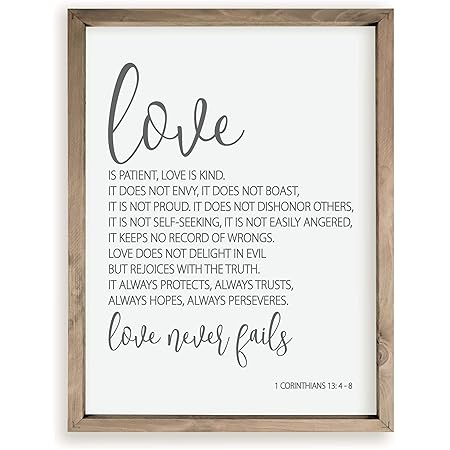 Amazon.com: 1 Corinthians 13 4-8 Scripture Wall Art 14x9 Wood Sign ...