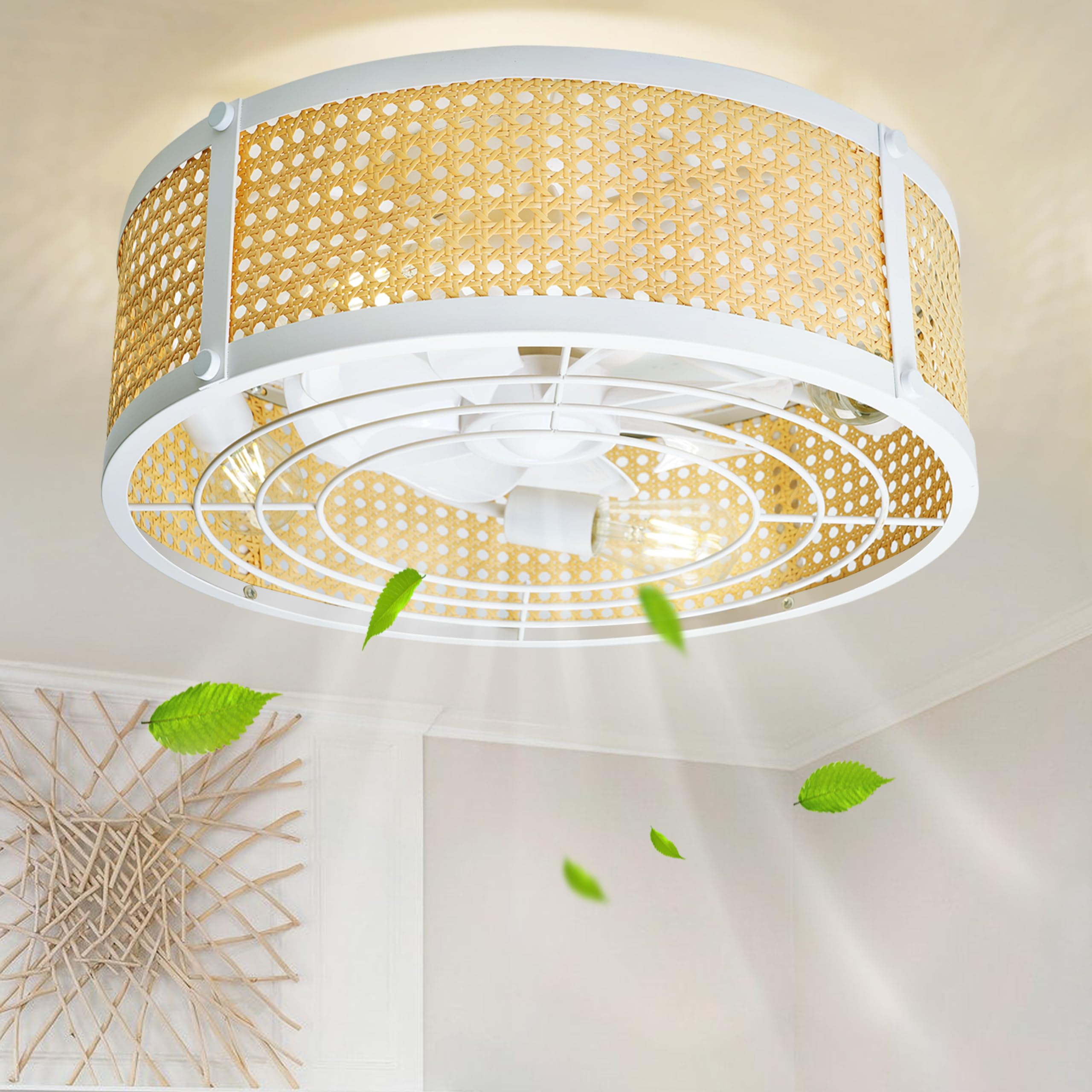 Snapklik.com : Coolbull Rattan Caged Ceiling Fans