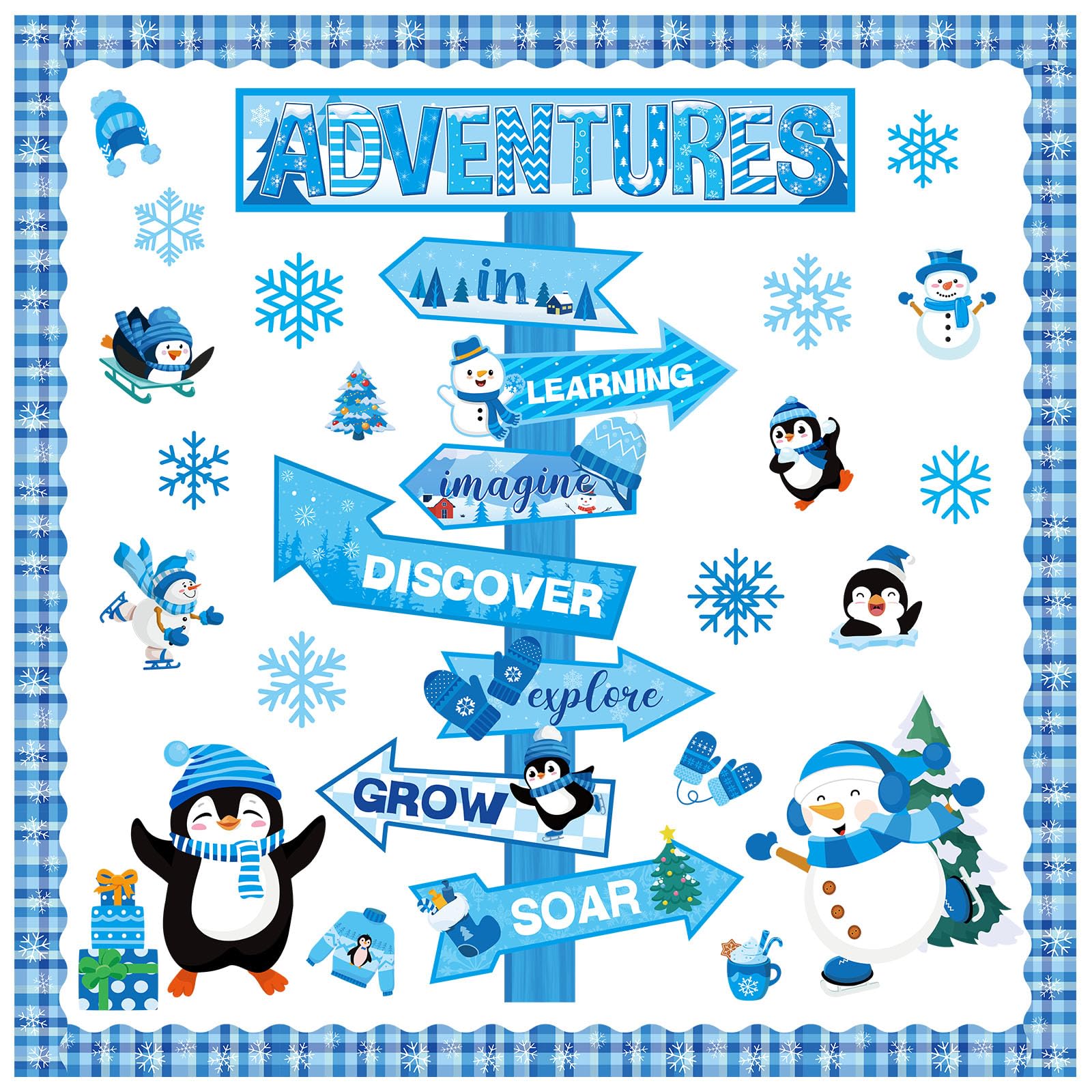 Amazon.com : Moinchore 52 Pcs Winter Christmas Bulletin Board Set ...