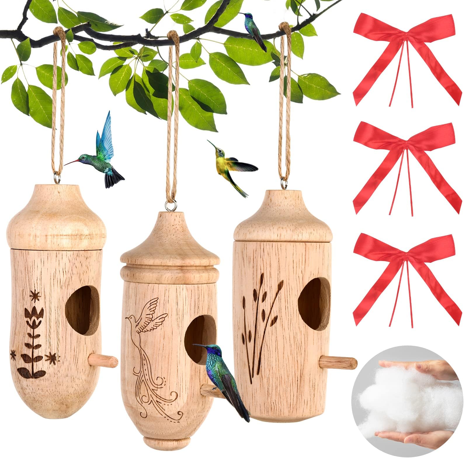 Amazon.com: Lezmarket Hummingbird House, 3 Shapes Hummingbird Houses ...