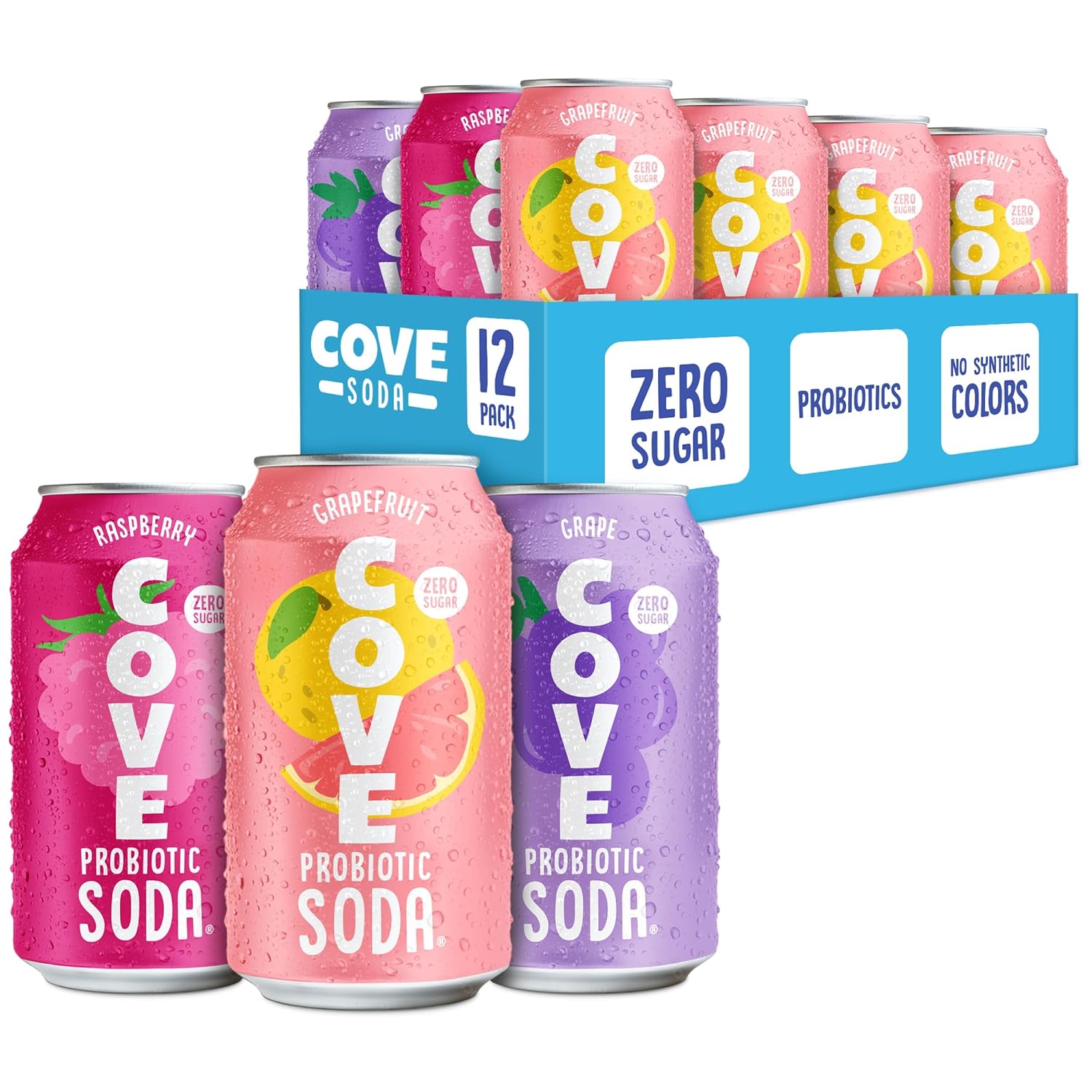 Amazon.com : Cove Probiotic Soda Soft Drinks with Zero Sugar ...