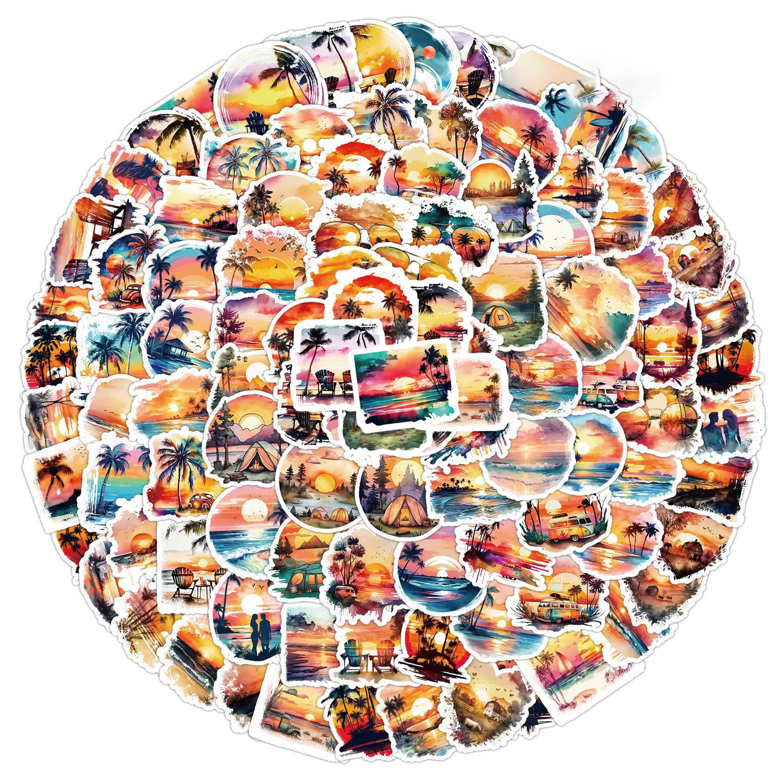 Amazon.com: Summer Stickers Vibrant Colors 100 Pcs Holiday Beach ...