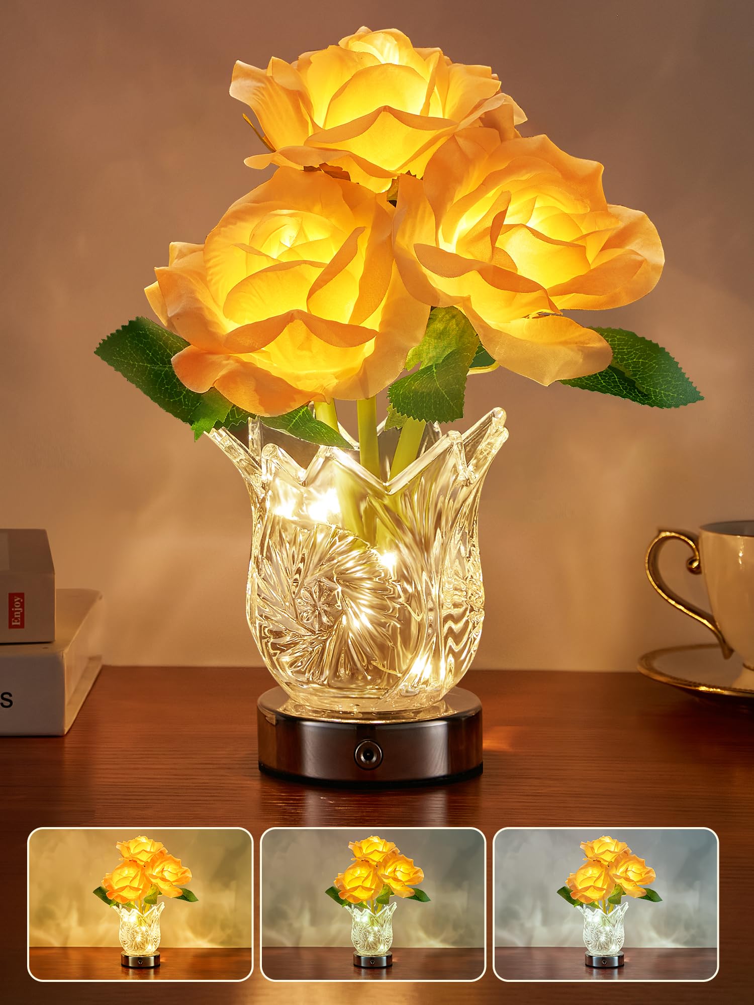 One Fire Flower Lamp Cordless Lamp, Dimmable Touch Lamp, Rechargeable ...