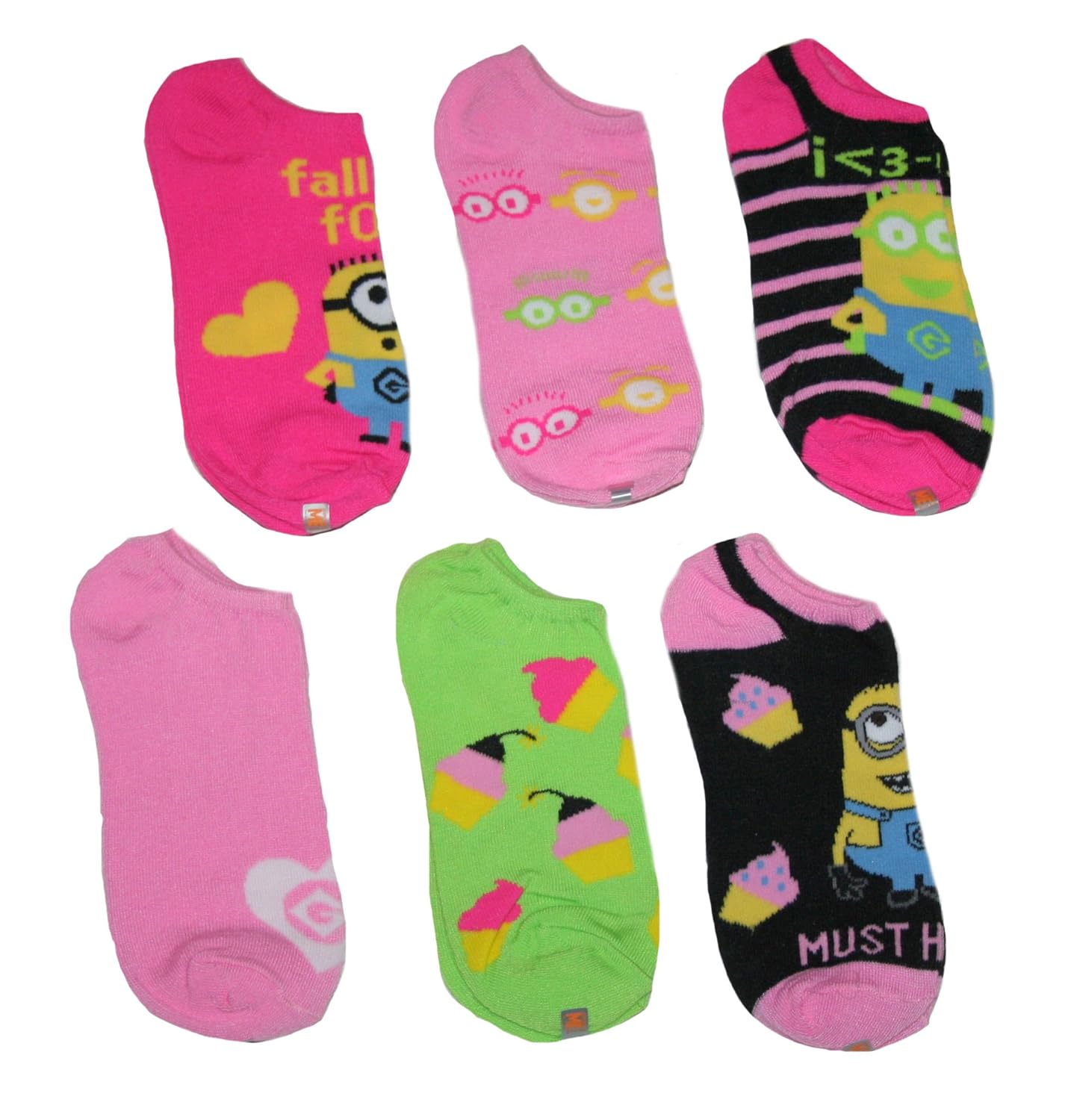 Despicable Me Minion Big Girls' Socks - 6 pk. (Medium, Pink/Multi ...