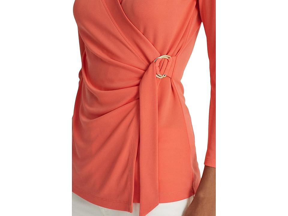 Lauren Ralph Lauren Stretch Jersey Surplice Top (Portside Coral) Women ...
