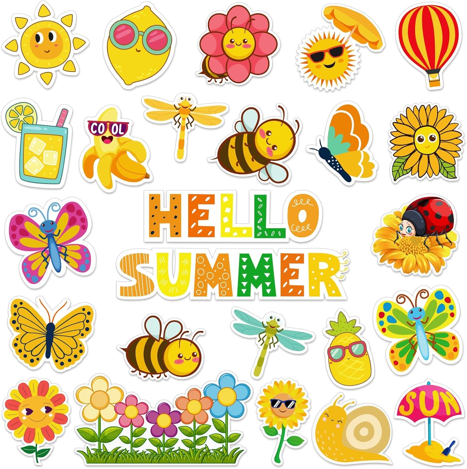 Amazon.com: 48Pcs Hello Summer Cut-Outs Summer Flower Cut Outs with ...