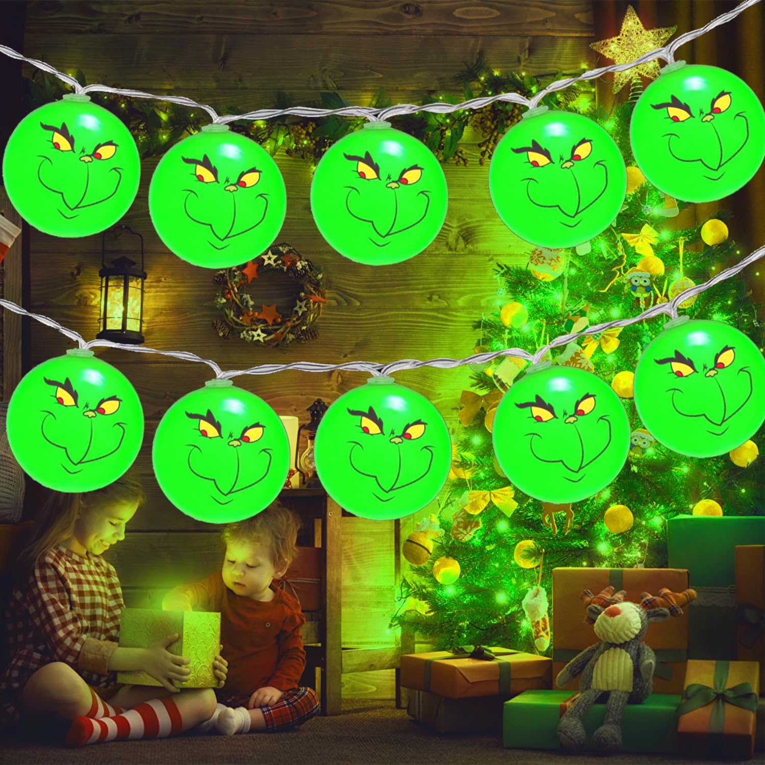 Amazon.com: Christmas Lights 10Ft 20 LEDs Grinch Christmas String ...