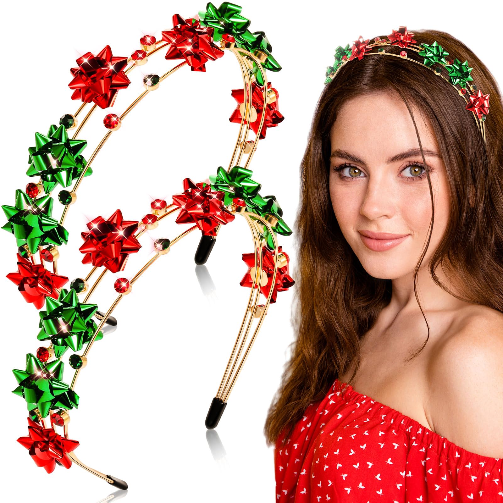 Amazon.com : Yilloog 2 Pcs Christmas Headband for Women Snowflake ...