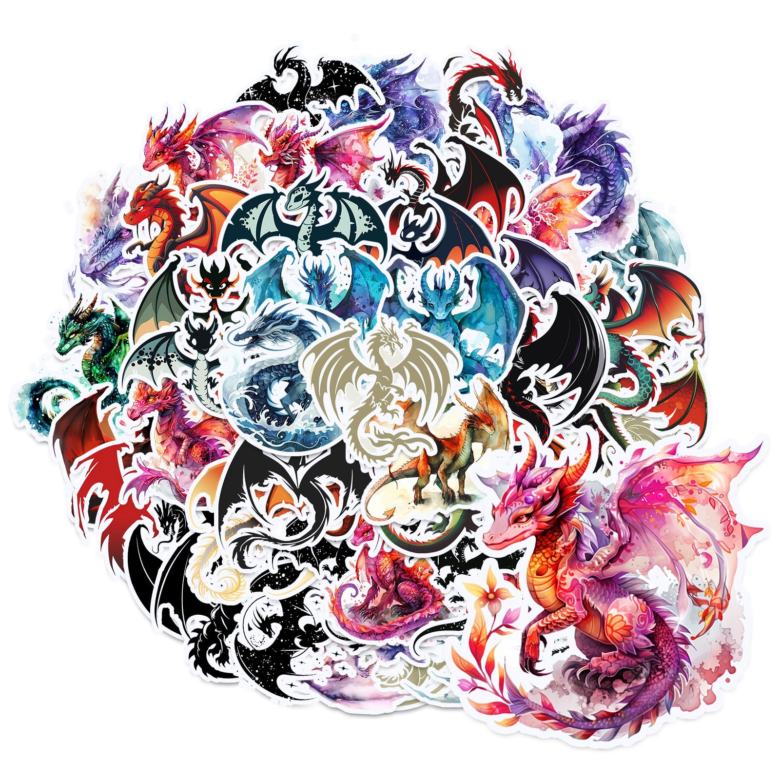 Amazon.com: Waterproof Dragon Stickers for Kids, 50Pcs Vinyl Dragon ...