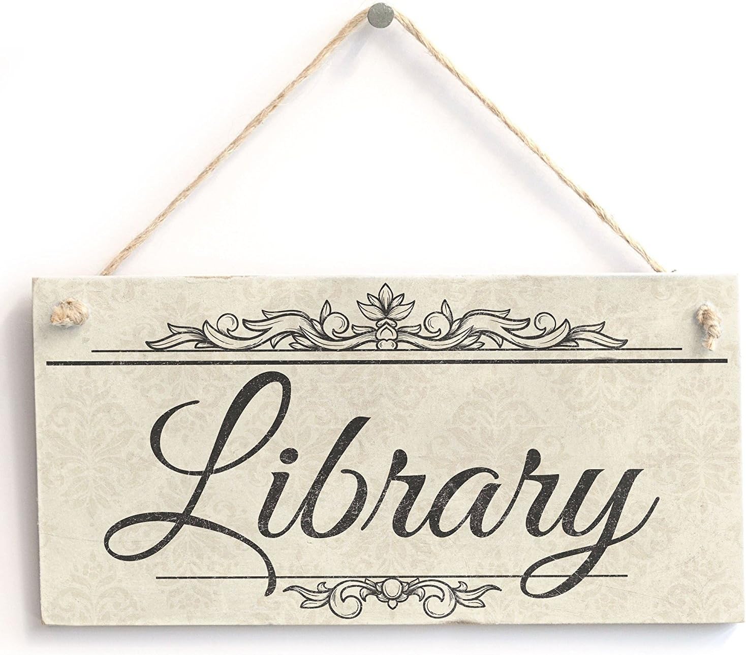 Amazon.com : Rustic Wood Sign Library Home Farmhouse Wall Hanging Decor ...