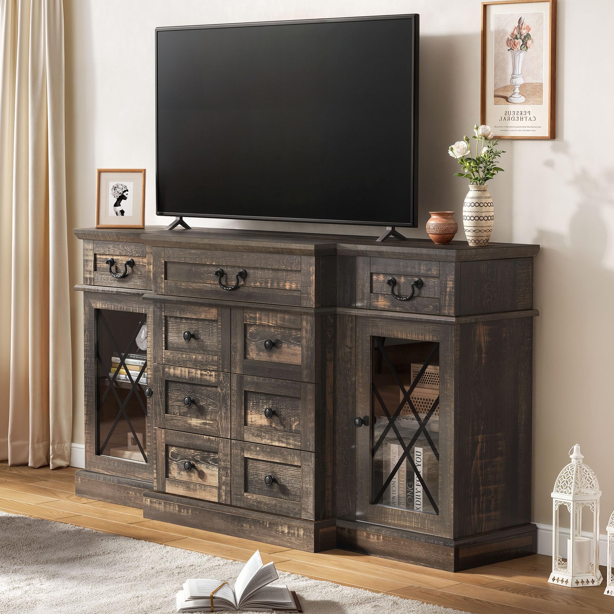 Amazon.com: YITAHOME TV Stand Farmhouse Entertainment Center for 65 ...