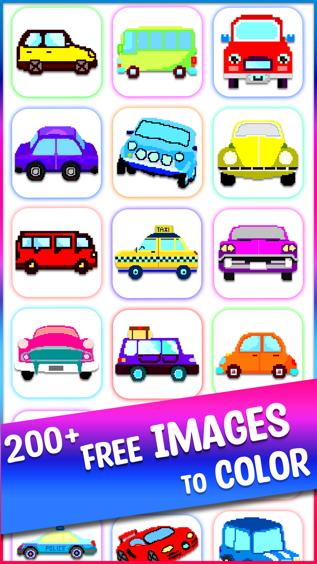 Cars Pixel Art Coloring Book for Kids : Color by Number - Coloring ...