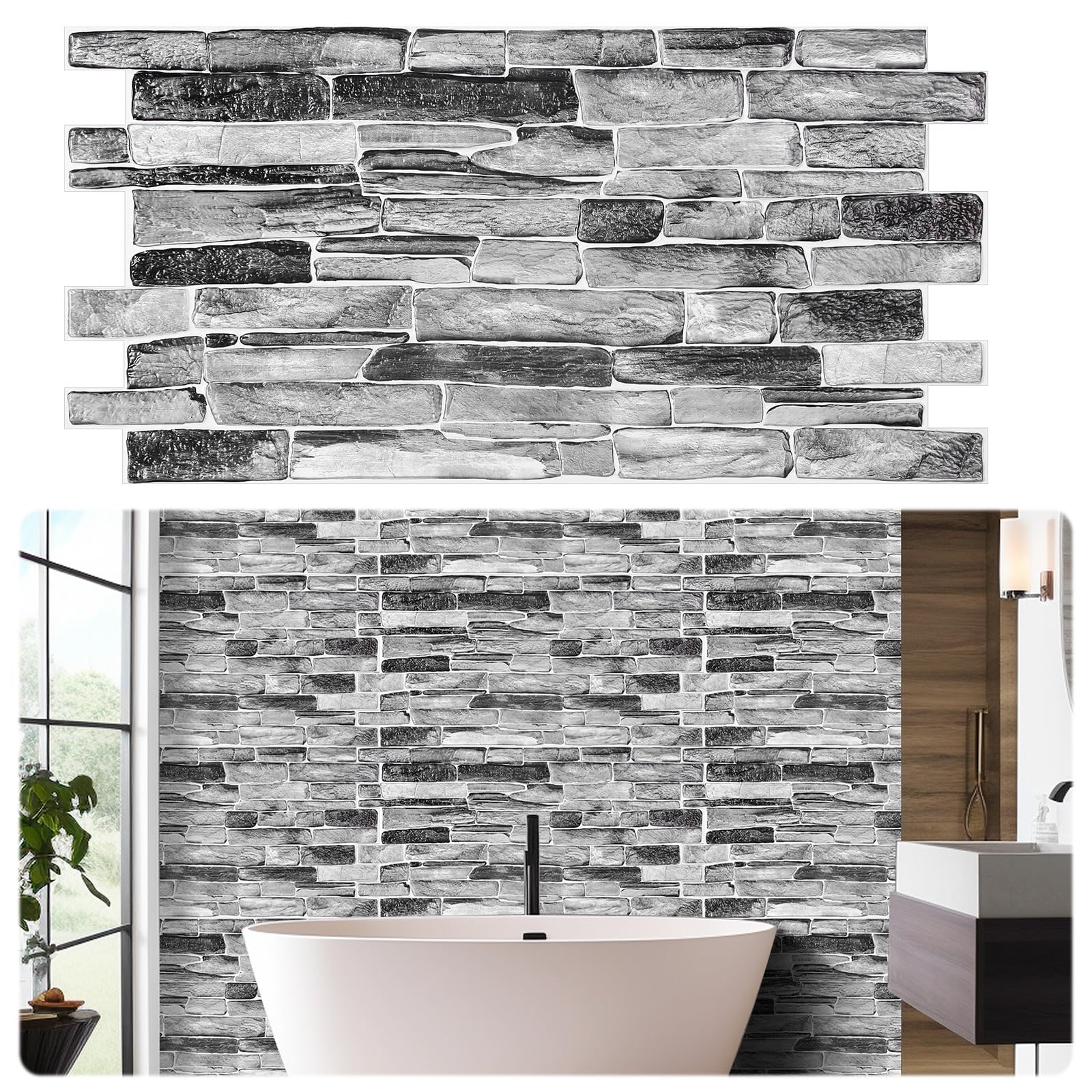 16 Pcs 3D Wall Panels for Interior Wall Decor in Silver Slate Style ...