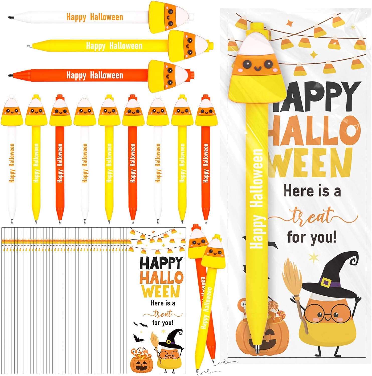 Amazon.com : XEQWZVFR 36 Sets Halloween Candy Corn Ballpoint Pens with ...