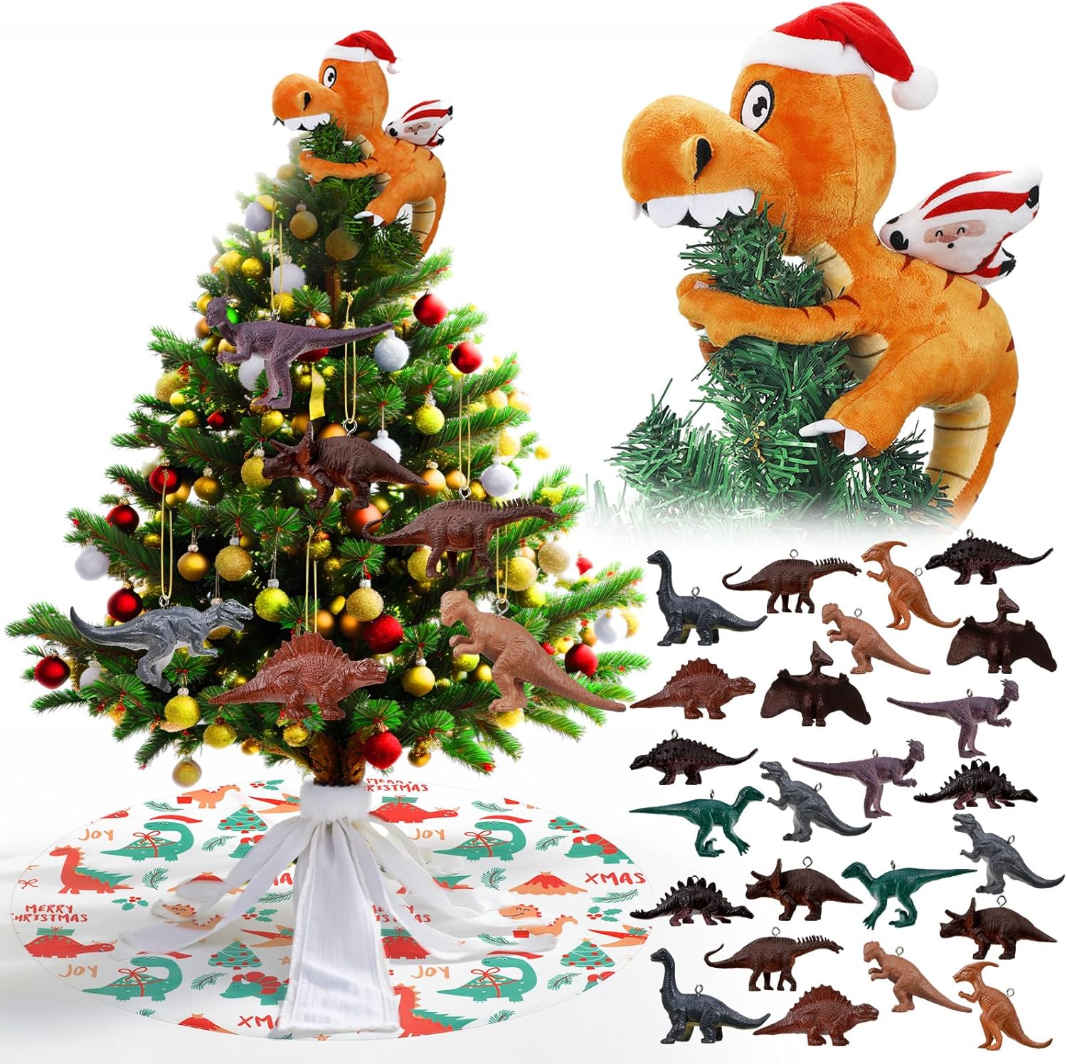Amazon.com: Leyndo 26 Pcs Christmas Tree Ornaments Set Christmas Tree ...