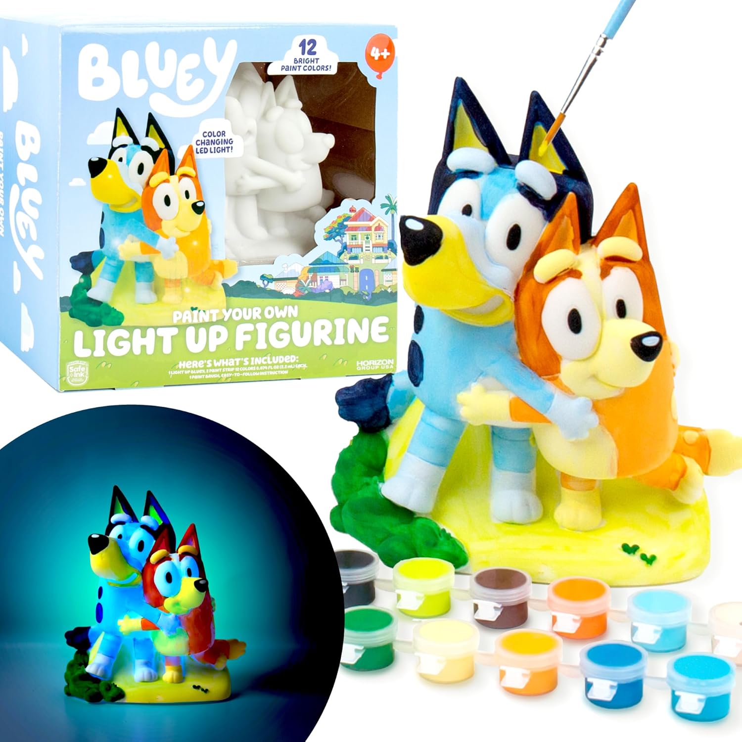 Horizon Group USA Bluey Paint Your Own Light-Up Figurine, Bingo Night ...