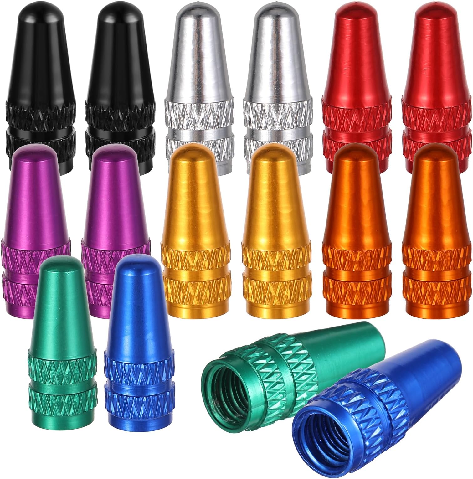 16Pcs Presta Valve Caps, 8 Colors Bike Valve Caps Aluminum Bicycle ...