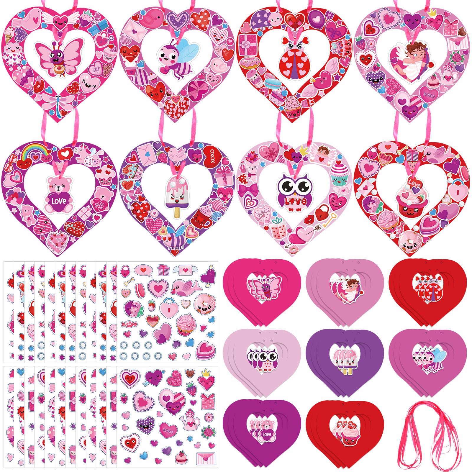 Snapklik.com : 24 Sets Valentines Day Crafts Kit Make Your Own Heart ...
