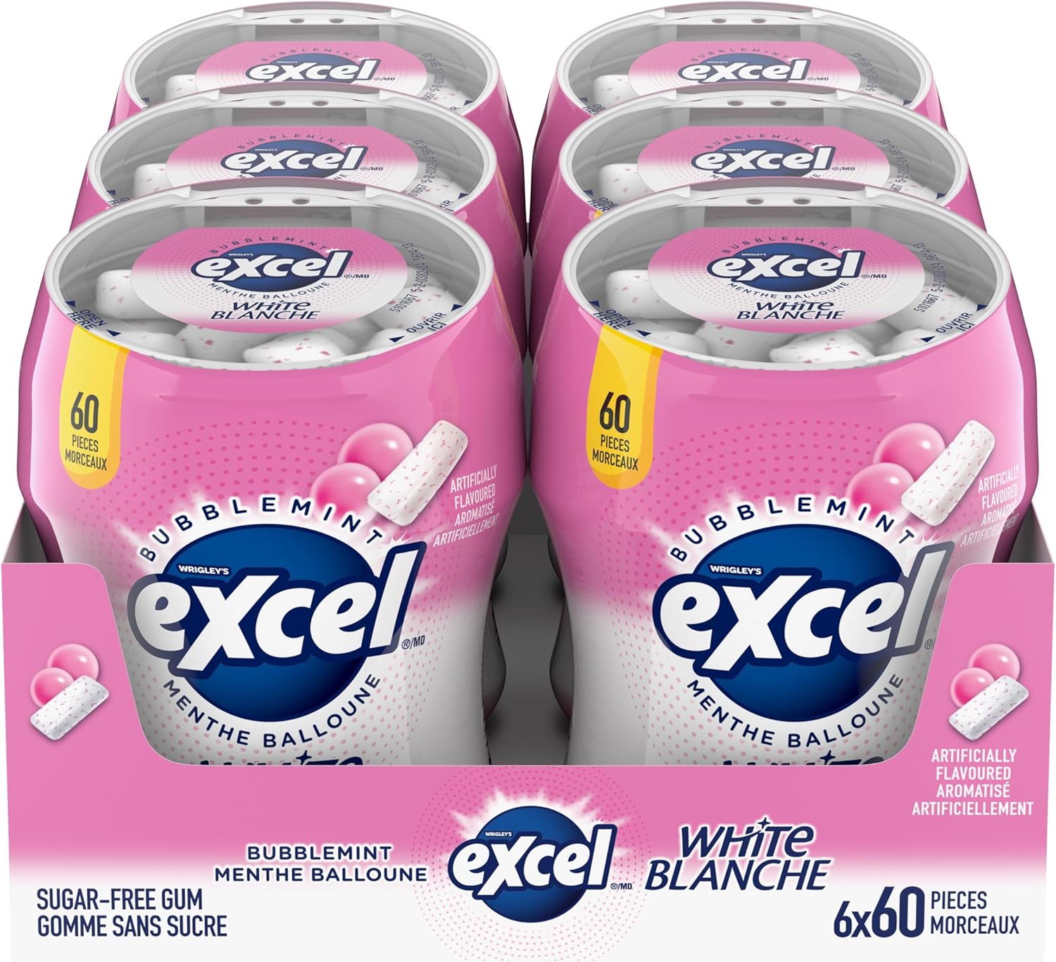 EXCEL White Bubblemint, Teeth Whitening Sugar Free Chewing Gum, 60 ...