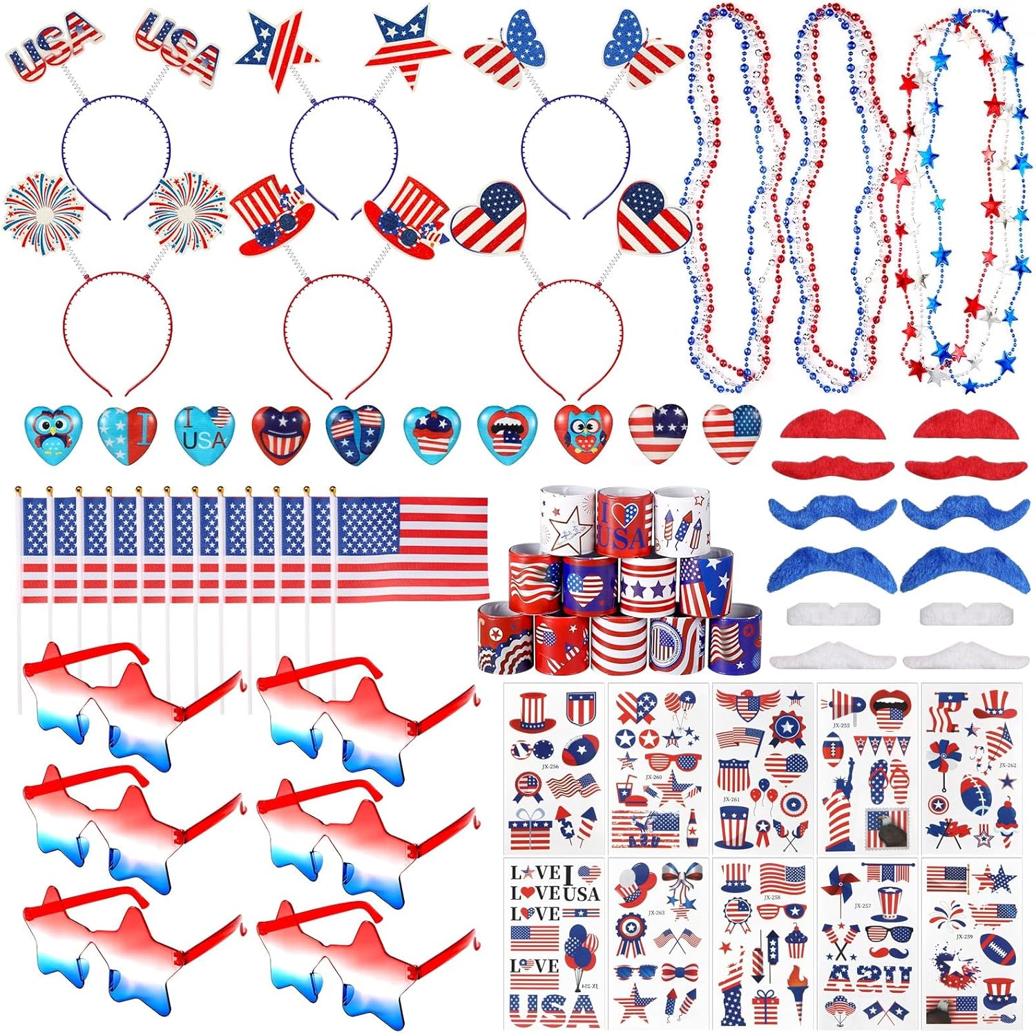 Amazon.com: Raymall 4th of July Party Favors Decorations, 157pcs Red ...
