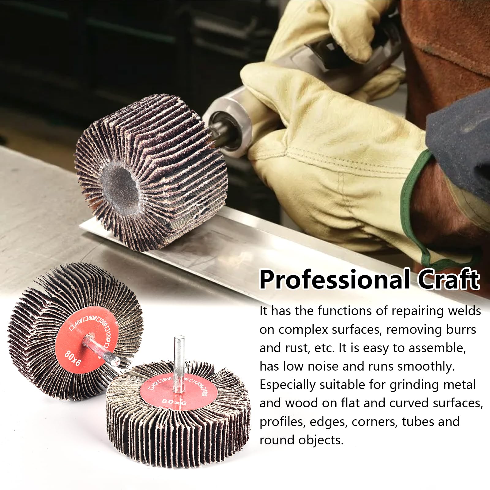 Snapklik.com : 24Pcs Abrasive Flap Wheel Sander Set 80 Grit Sanding ...