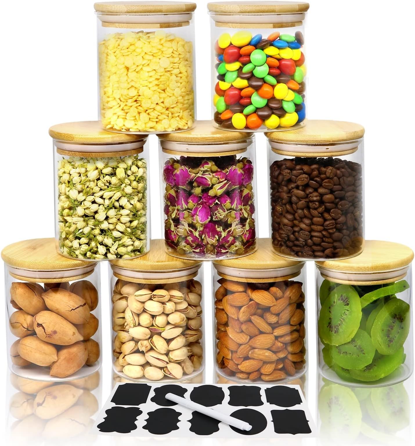 Amazon.com: Spreccio Square Glass Food Storage Jars with Lids[Set of 3 ...
