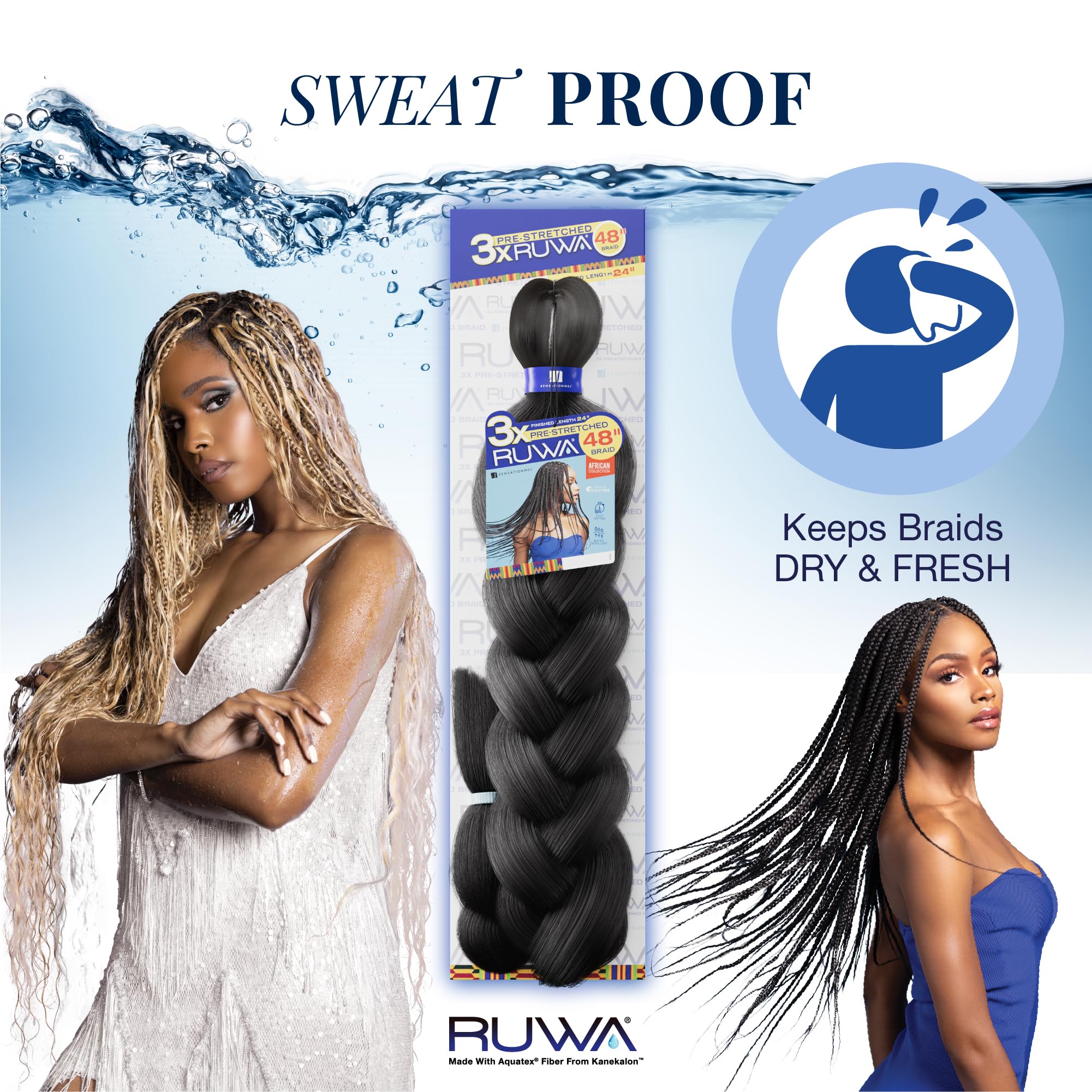 Snapklik.com : Sensationnel Ruwa Prestretched Braiding Hair - 3x 48 ...