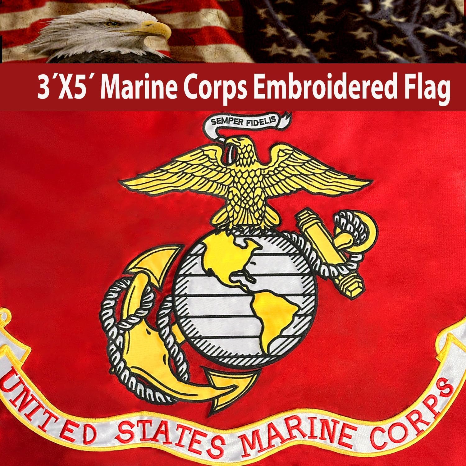 Amazon.com : KEYCA US Marine Corps USMC Flags 3x5 Outdoor Heavy Duty ...