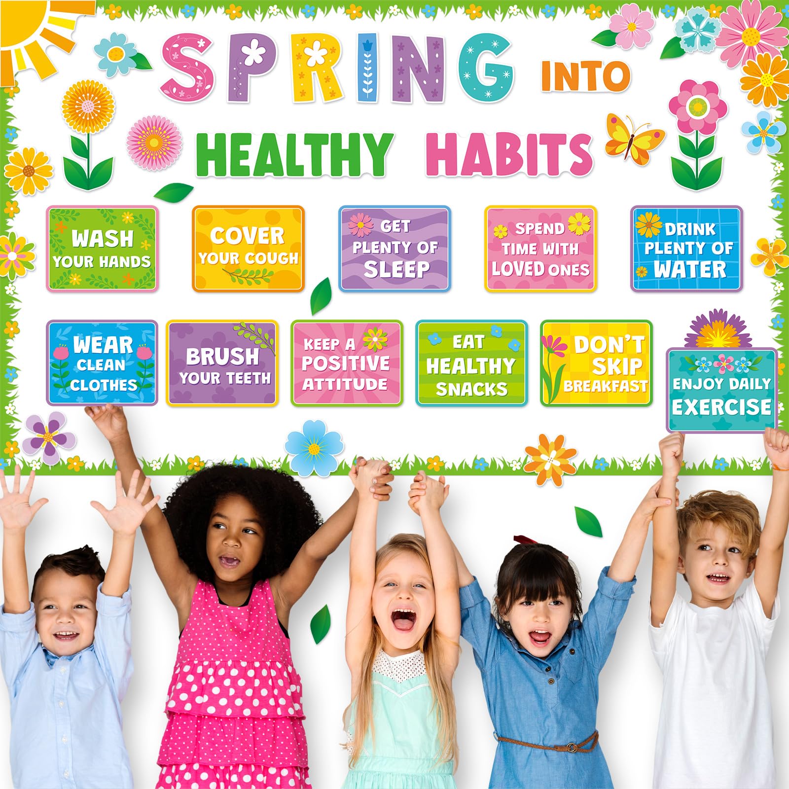 Snapklik.com : 60 Pcs Spring Healthy Bulletin Board Decorations Set ...