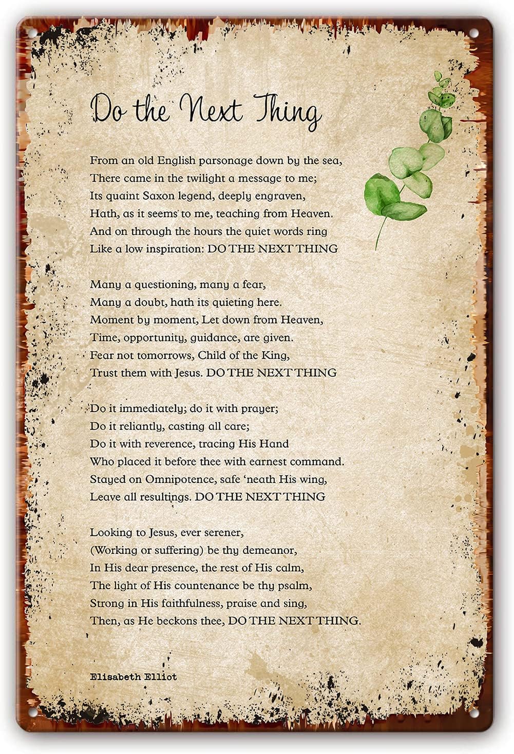 Amazon.com: Do The Next Thing Poem Wall Art Metal Signs Poetry Posters for Kitchen Wall Decor ...