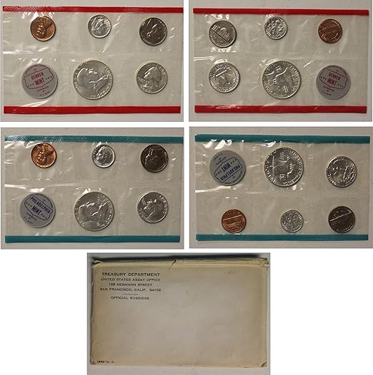 1963 P, D U.S. Mint - 10 Coin Uncirculated Set with Original Government Packaging Uncirculated ...