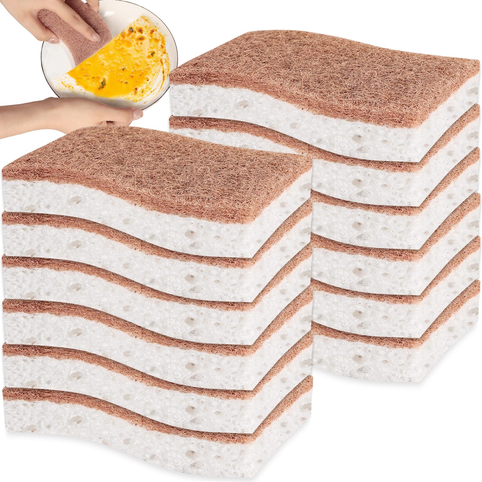 Amazon.com: Jeymei Natural Sponges 12PACK Biodegradable Sponges Kitchen ...
