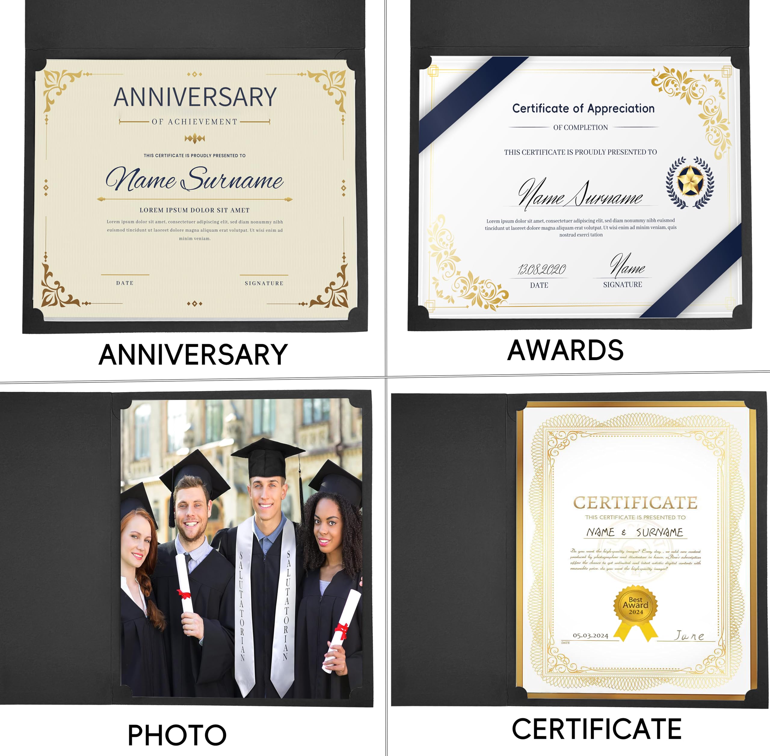 Snapklik.com : 5 Packs, Certificate Holders, Diploma Covers, Gold Foil ...