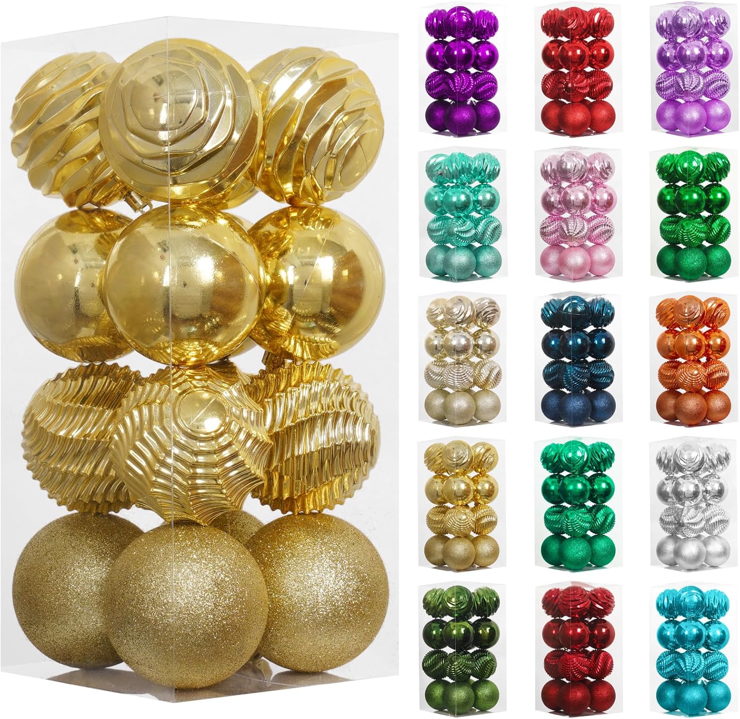 Amazon.com: XmasExp 16ct Christmas Balls Ornaments - Shatterproof Large ...