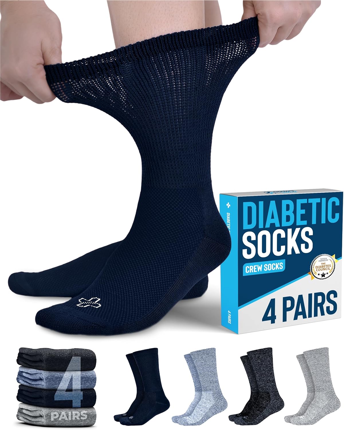 Amazon.com: Doctor's Select Diabetic Socks for Men and Women - 4 Pairs ...