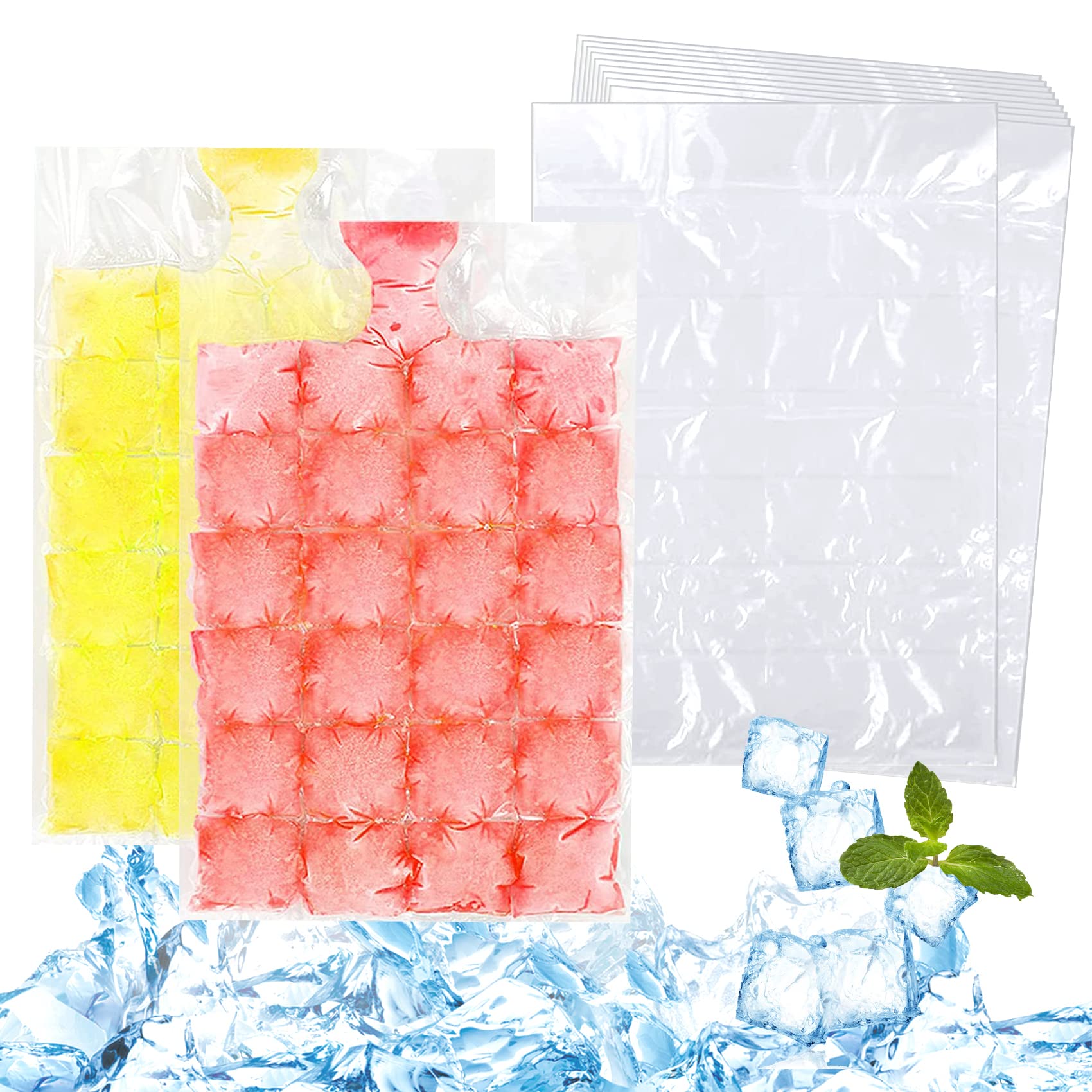5 Pack 1200 Ice Cubes, Ice Bag, Self-Sealing Ice Cube Bags for Freezer ...