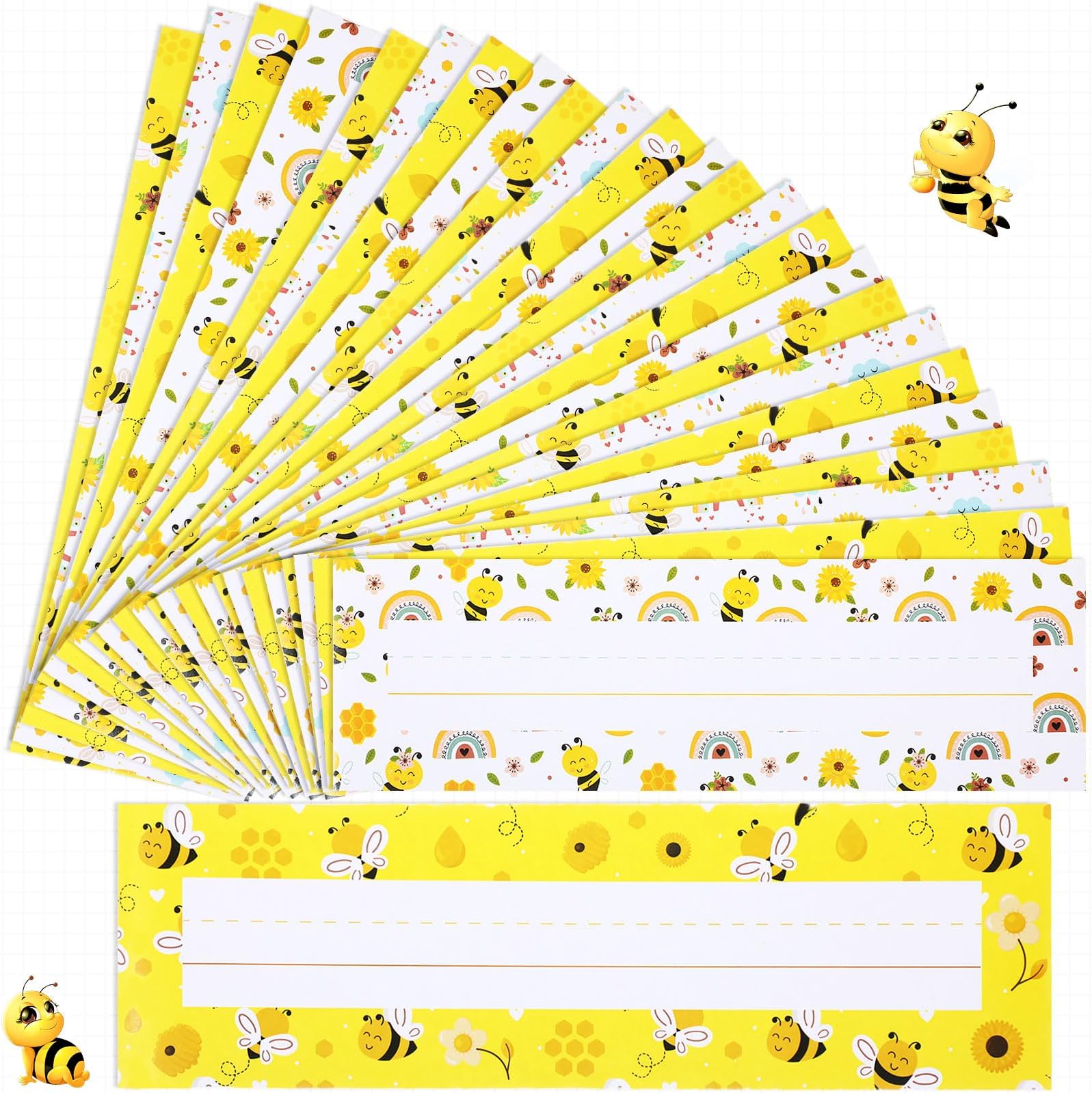 Amazon.com: Glenmal 240 Pcs Bee Teacher Name Plate for Desk 3 x 10 ...