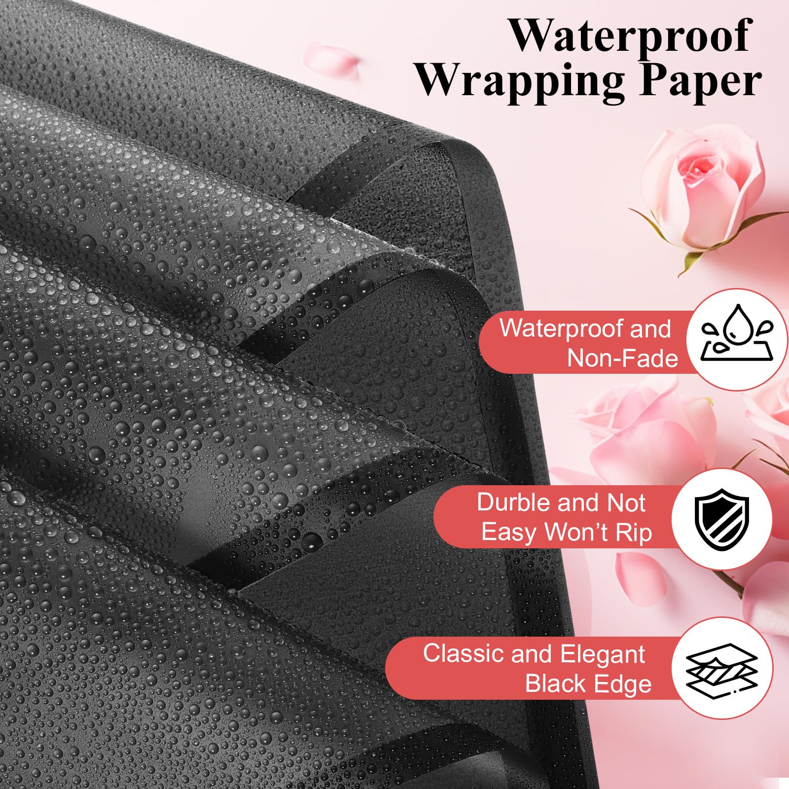 Snapklik.com : 25 Sheets Black Floral Paper, Graduation Gifts Flower ...