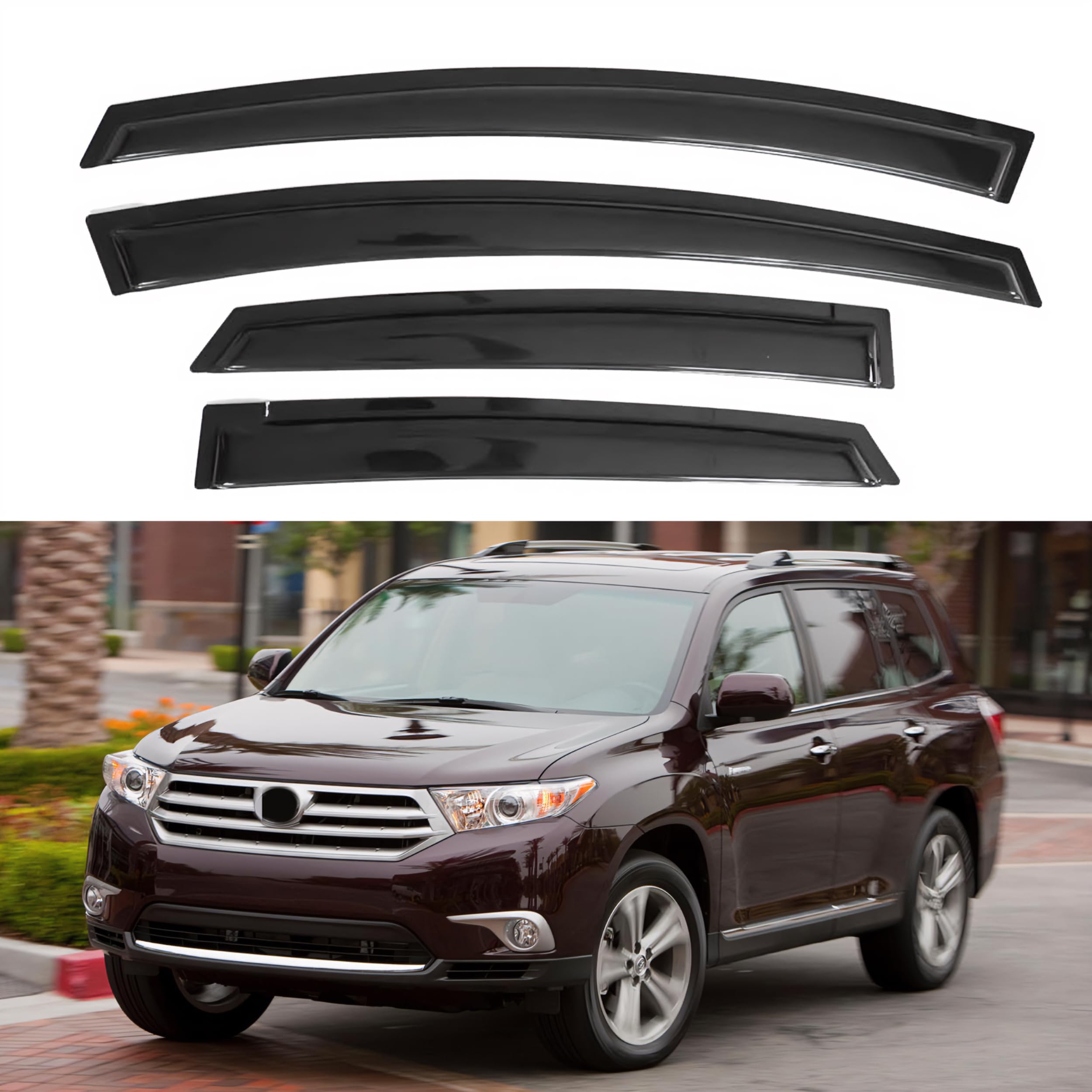 Window Visor Compatible with Toyota Highlander & Highlander Hybrid 2008 ...
