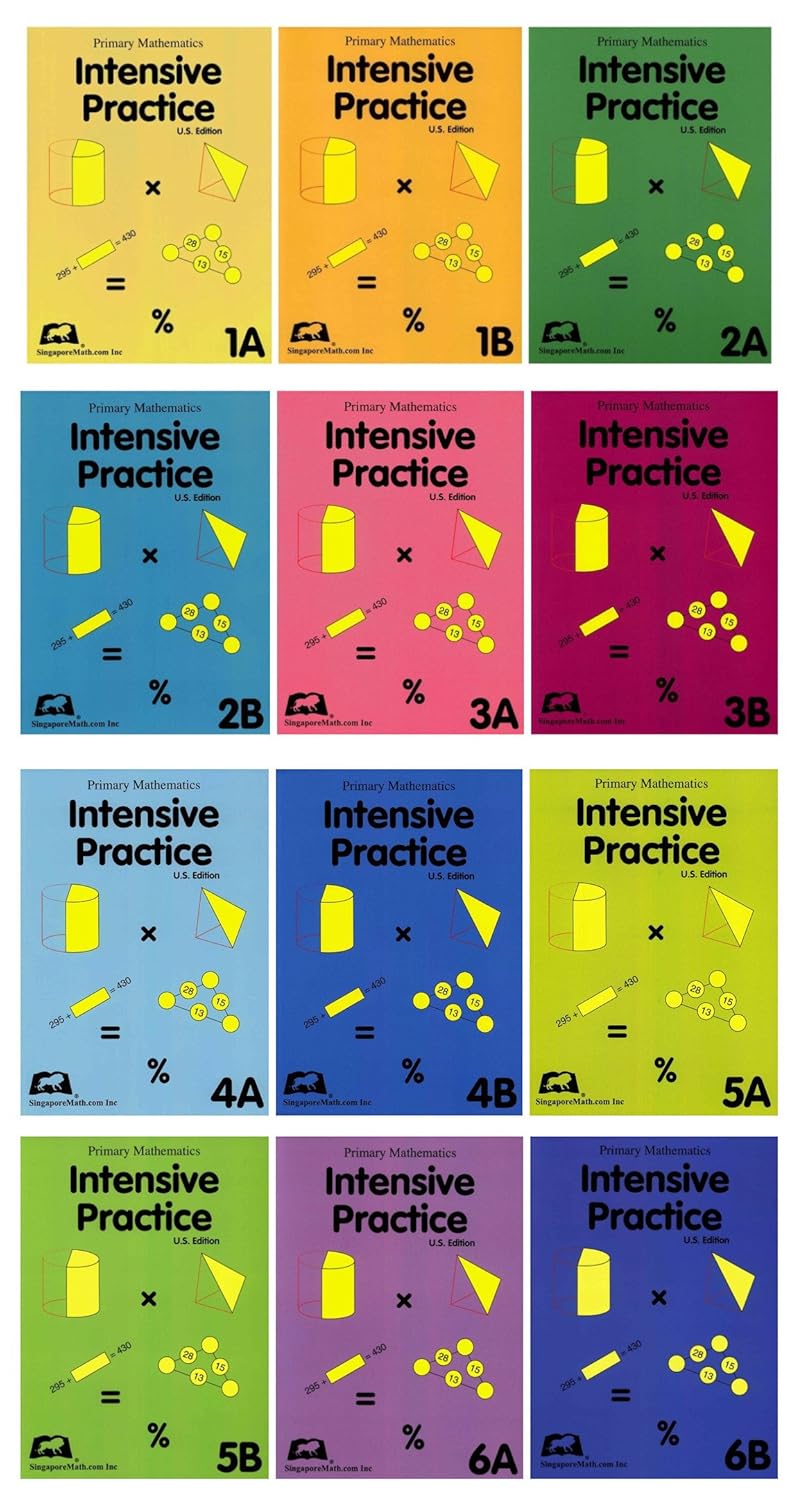 Primary Math Intensive Practice 12 Books Set: 1A, 1B, 2A, 2B, 3A, 3B ...