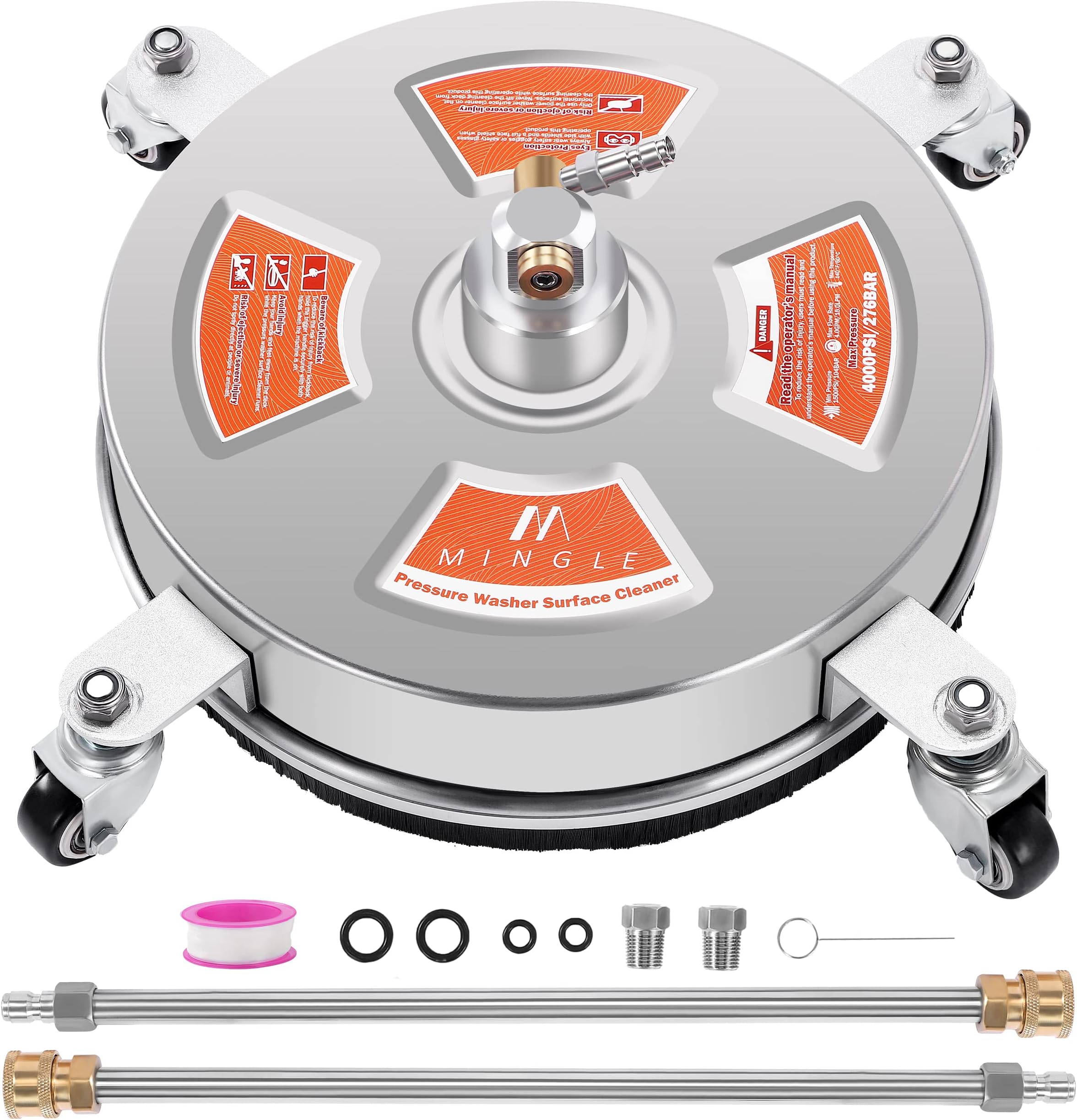 Amazon.com: 14" Pressure Washer Surface Cleaner with 4 Wheels - Coated ...