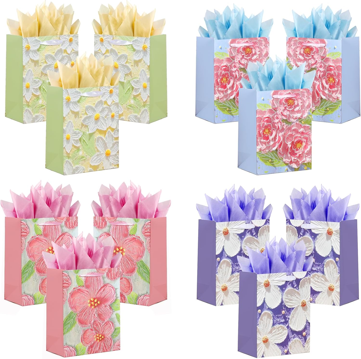 Amazon.com: OfficeCastle 12 Pack Gift Bags with Tissue Paper, 13x10x5 ...