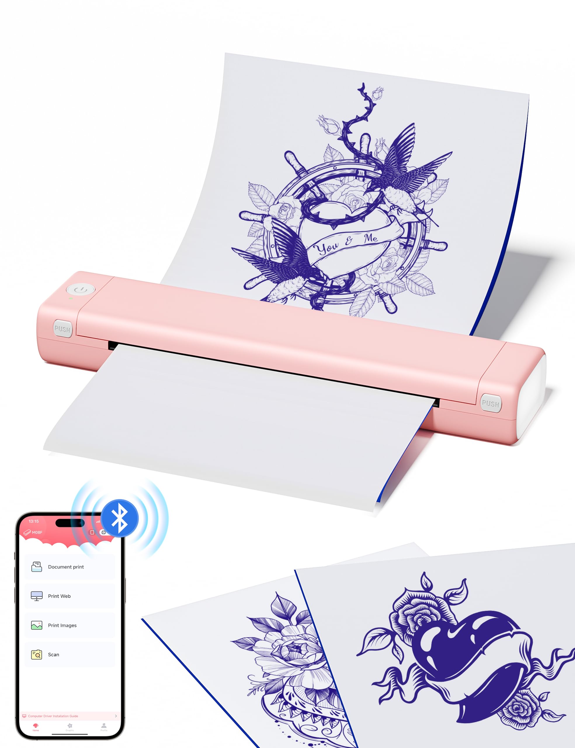 Snapklik.com : Phomemo M08F Bluetooth Tattoo Stencil Printer, Thermal ...