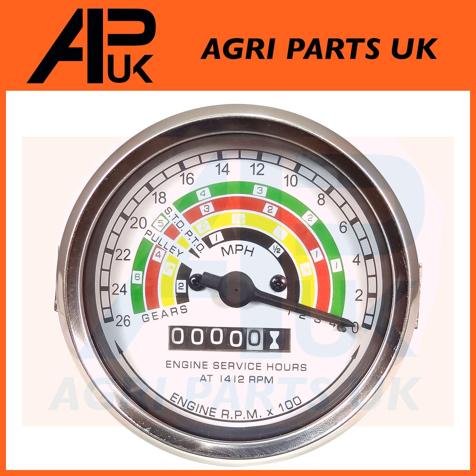 Buy APUK Tractormeter REV Clock Tachometer Gauge ACW compatible with ...